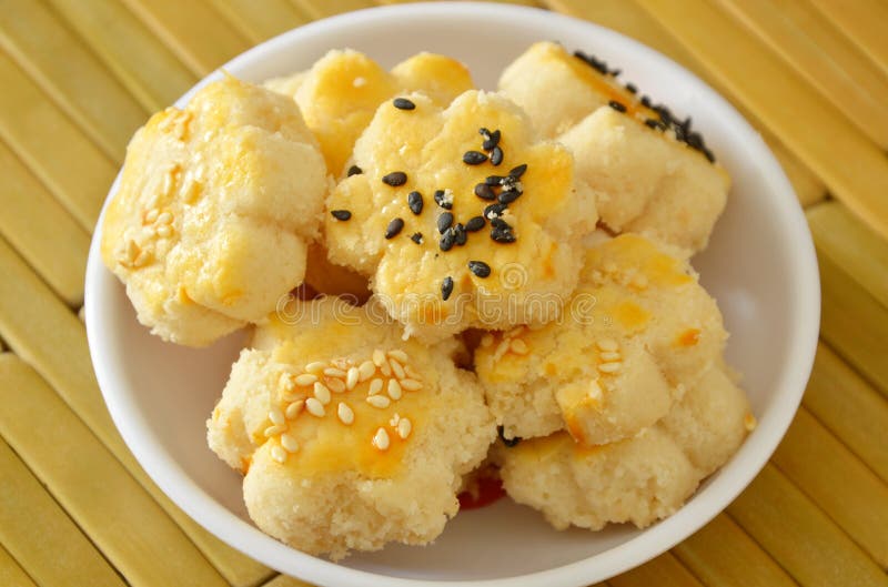 Chinese Mini Cookies Dressing Black and White Sesame on Cup Stock Photo ...