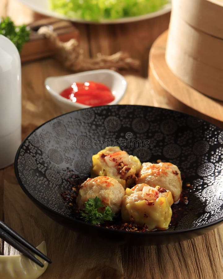 Chinese Mini Dimsum with Chilli Oil Stock Image - Image of wonton, food ...