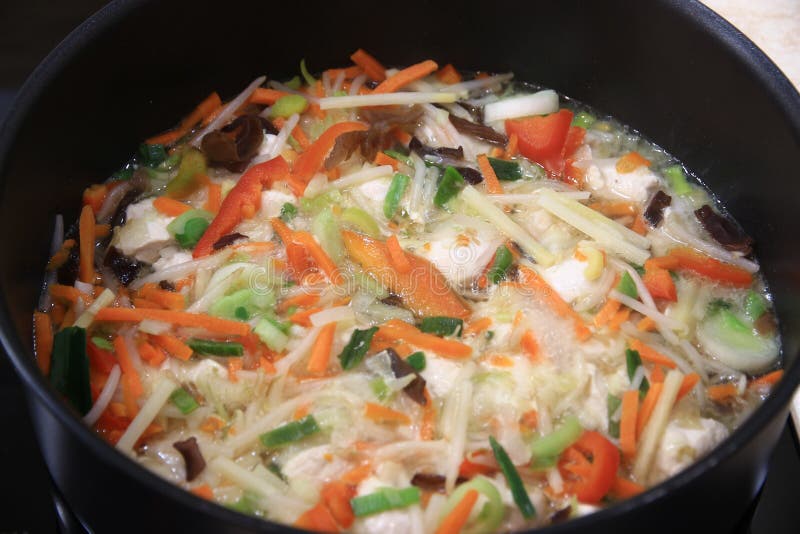 Chinese mixture in a pan stock image. Image of nutrition - 225329201