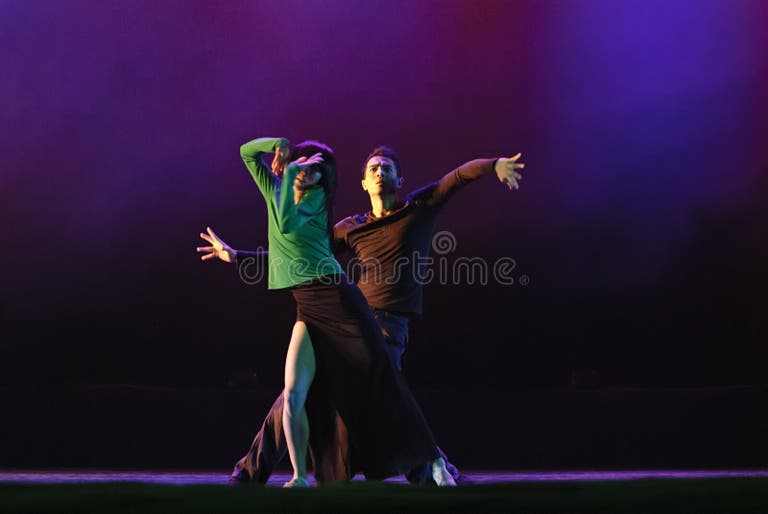 Chinese modern duo dancers editorial photography. Image of female ...