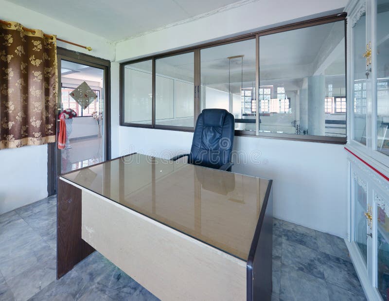 Chinese Modern Working Room with a Desk and Cabinet Stock Image - Image ...