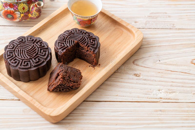 Chinese Moon Cake Dark Chocolate Flavour Stock Photo - Image of food ...