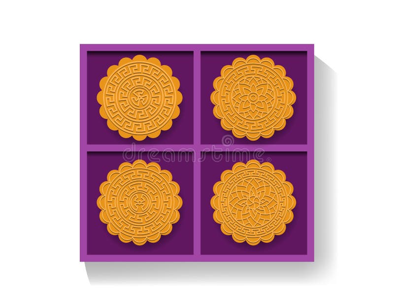 Chinese Moon Cake in Opened Gift Box, Top View, Vector Stock Vector ...