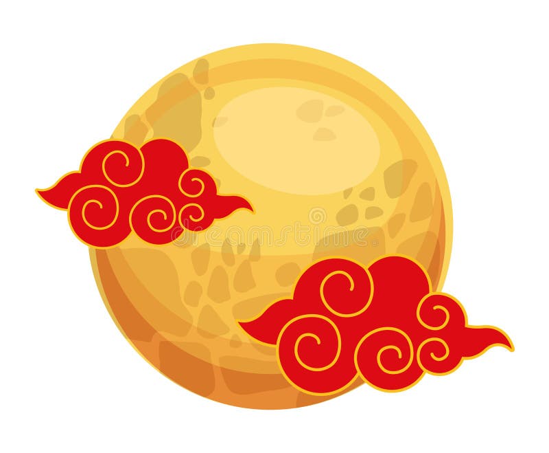 Chinese moon and clouds stock vector. Illustration of cosmic - 226240596