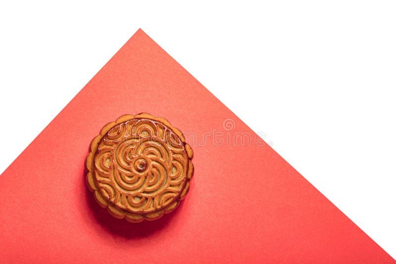 Chinese Mooncake Isolated on White Background by Top View with Blank ...