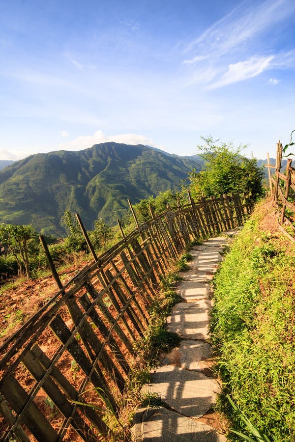Chinese Mountains and Stone Pathway Stock Photo - Image of backdrop ...