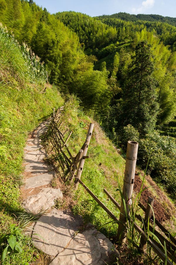 Chinese Mountains and Stone Pathway Stock Image - Image of green, asia ...