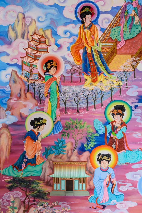 Chinese mural stock photo. Image of decoration, thailand - 40165764