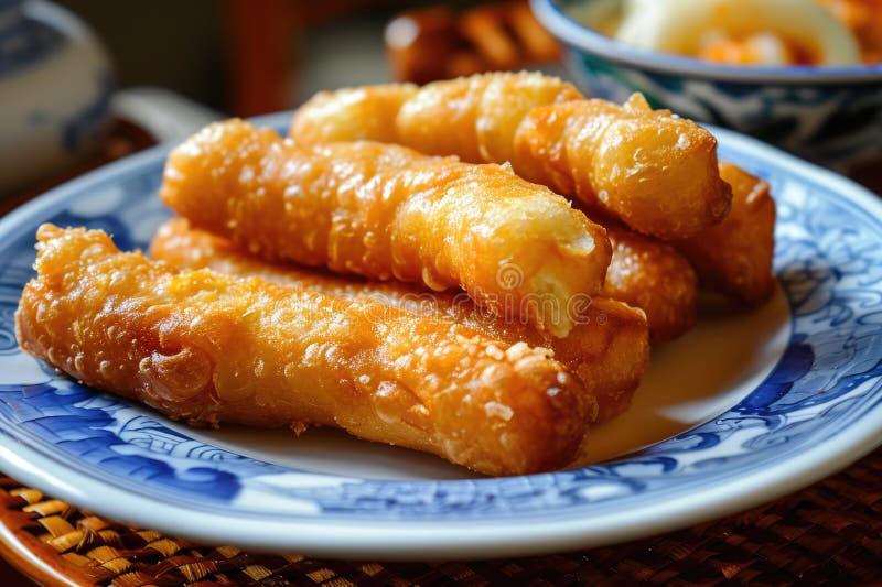 Chinese National Dish Youtiao on a Plate Stock Illustration ...