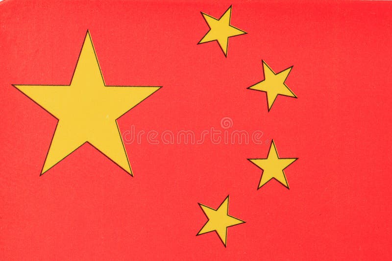 Chinese National Flag with Five Yellow Stars on Red Background Stock ...