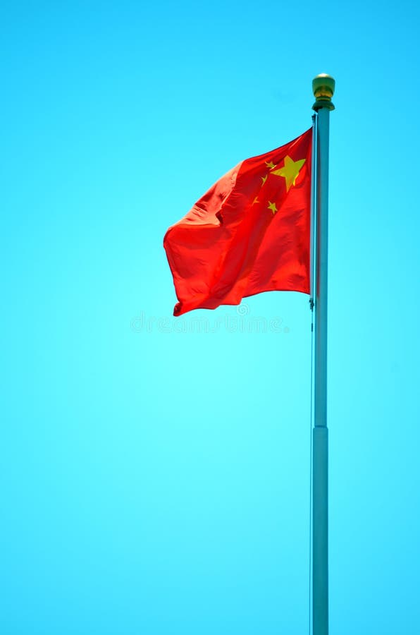 Chinese National Flag Waving Stock Photo - Image of background, motion ...