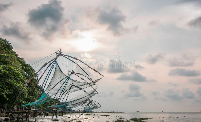 Chinese nets stock image. Image of ocean, kochi, india - 72342355