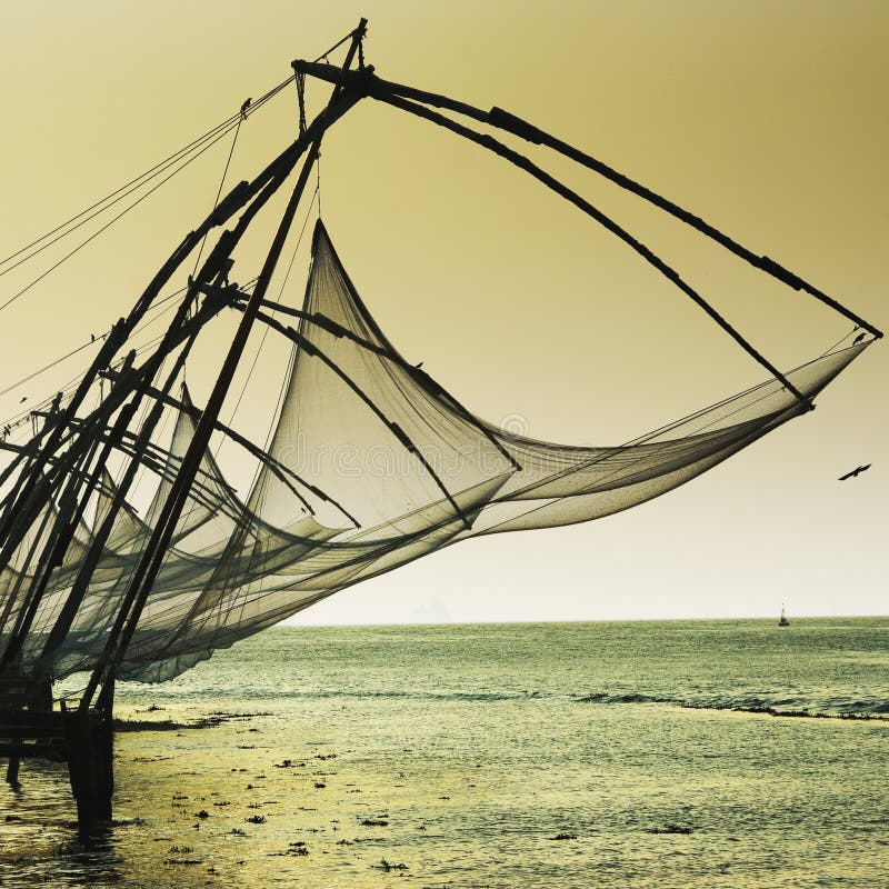 Chinese Nets Along the Sea Coast Stock Photo - Image of food, objects ...