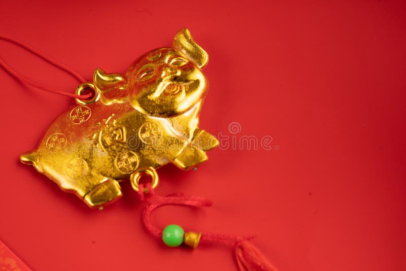 Chinese New Year Accessories Over Red Stock Photo - Image of ...