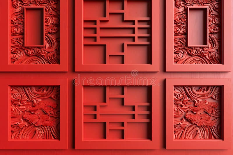 Chinese New Year Background with Abstract Oriental Design and Red ...