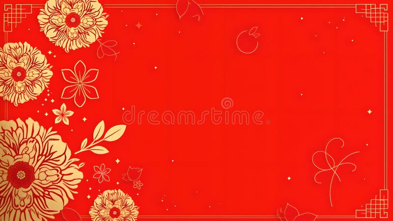 Chinese New Year Background with Gold Floral Design Stock Illustration ...
