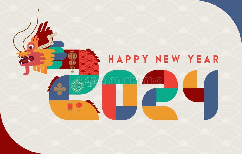 2024 Chinese New Year Background with Head Dragon.Editable Vector ...