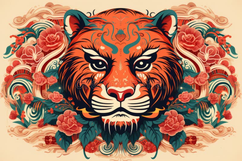 Chinese New Year Banner with the Tiger Zodiac Stock Illustration ...