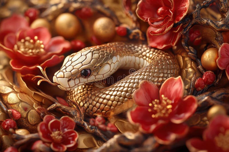 Chinese New Year Celebration, Earth Snake Crest on Display among ...