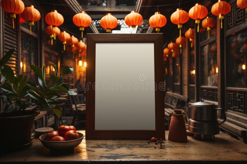 Chinese New Year Concept, Empty Picture Frame,with Mandarin Oranges ...