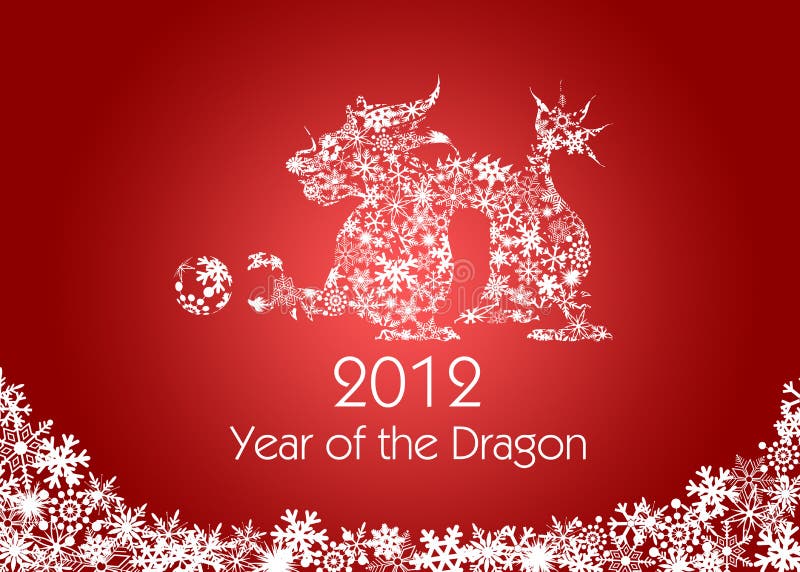 Chinese New Year Dragon Snowflakes Pattern Red Stock Illustration ...