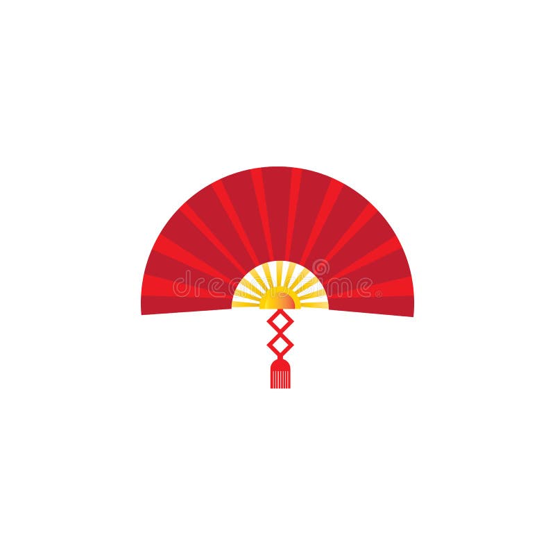 Chinese New Year Fan Cartoon Vector Logo Stock Illustration ...