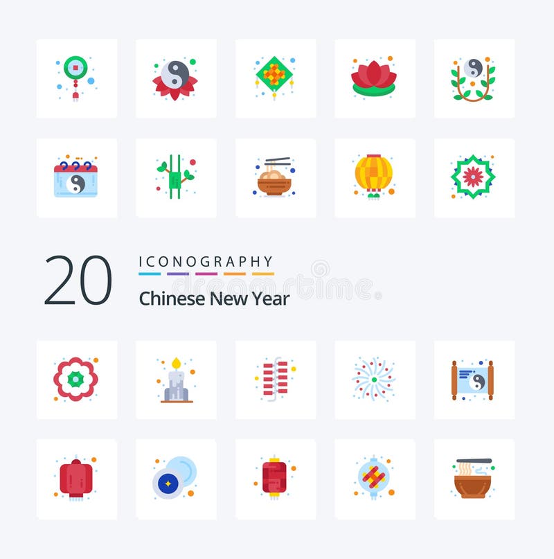 20 Chinese New Year Flat Color Icon Pack Like Chinese Year Firework ...
