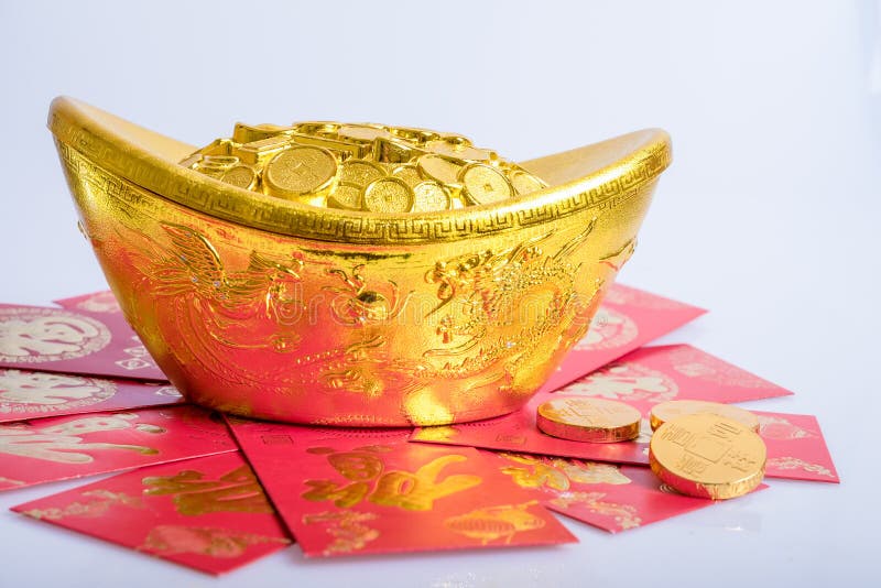 Chinese New Year, Gold Coins Stock Image - Image of envelope, terms ...