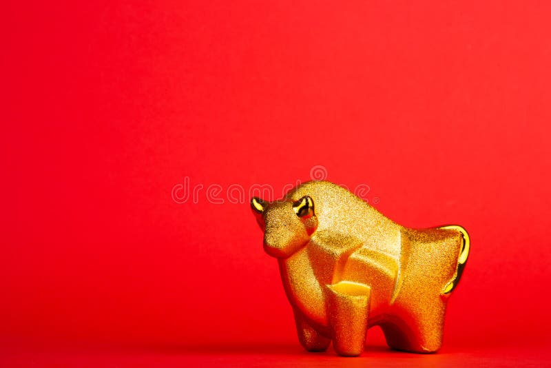 Chinese New Year with Golden Ox Decoration Stock Photo - Image of ...