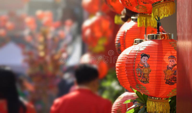 Chinese New Year Lantern and Decor Lighting in Chinatown Area Stock ...