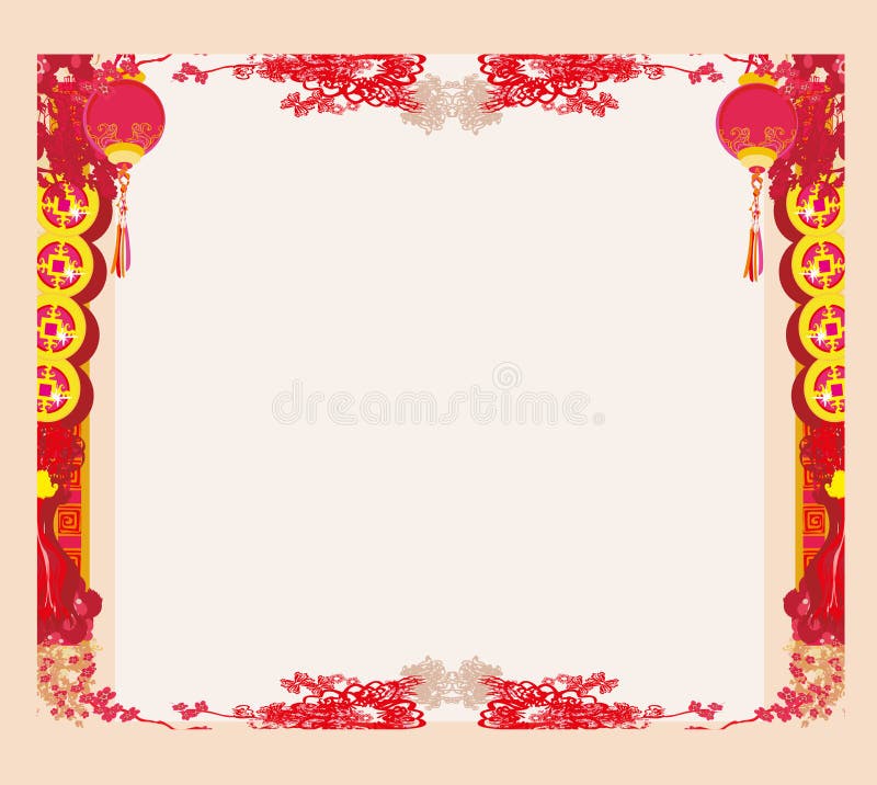 Chinese New Year with Lanterns - Frame Stock Vector - Illustration of ...