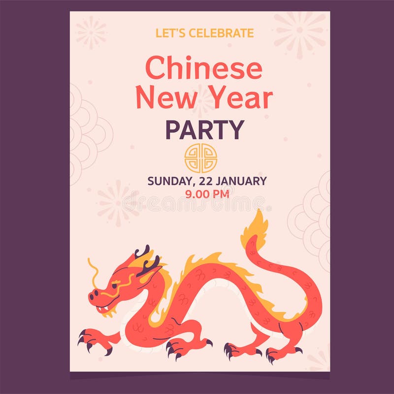 Chinese New Year Party Invitation Stock Vector - Illustration of ...