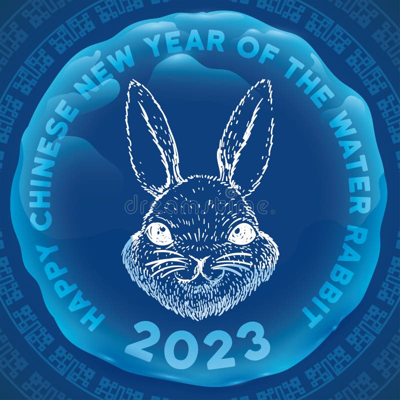 Rabbit Drawing in a Water Drop for Chinese New Year, Vector ...