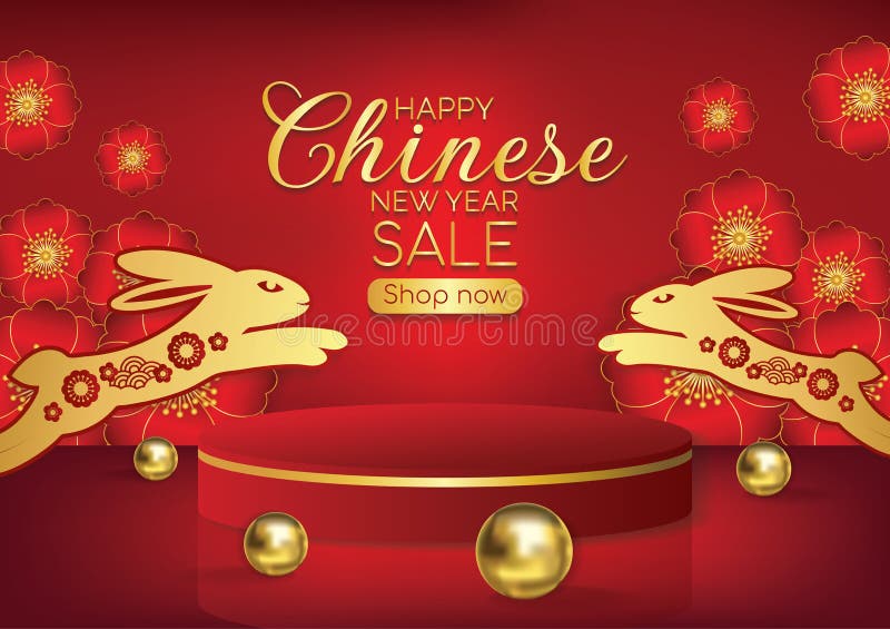 Chinese New Year Rabbit Year 2023 Stock Vector - Illustration of gold ...