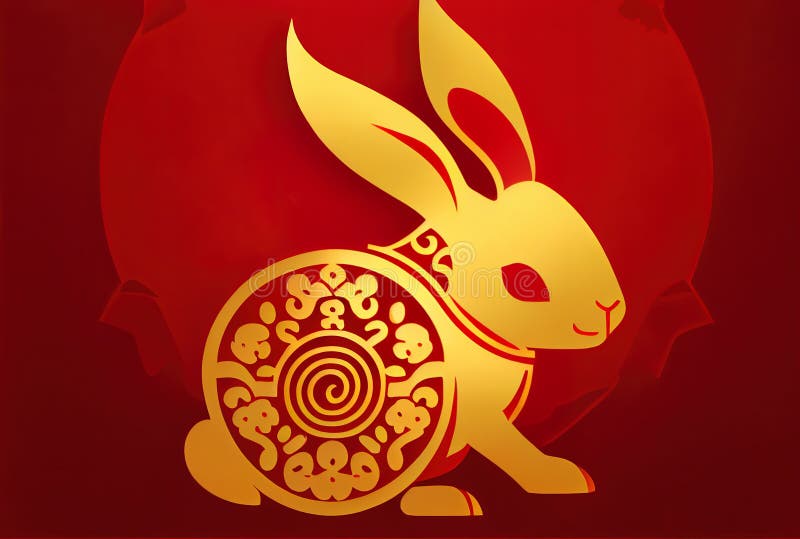 Chinese New Year of Rabbit stock illustration. Illustration of happy ...