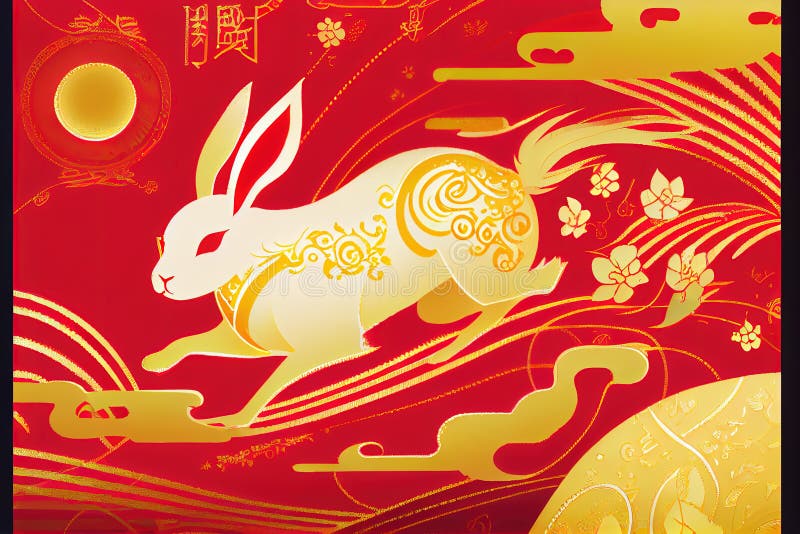 Chinese New Year of Rabbit stock image. Image of character - 265377149
