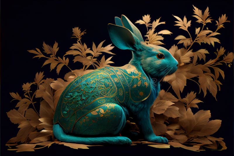 Chinese New Year of Rabbit stock illustration. Illustration of gold ...