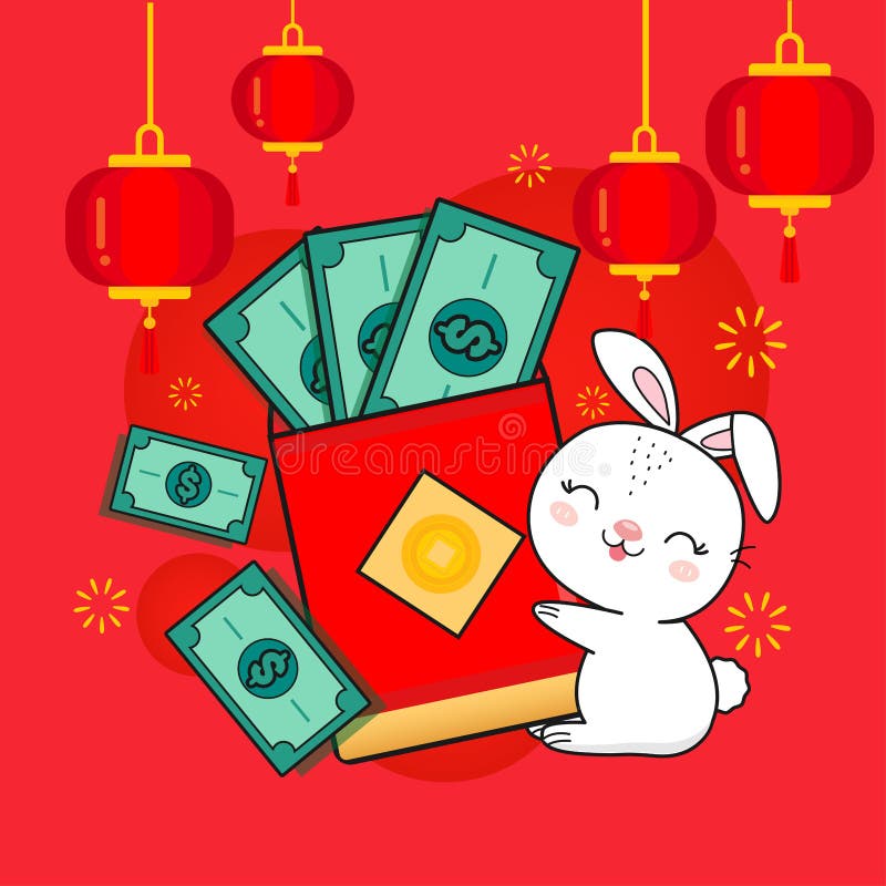 Chinese New Year 2023 Year of the Rabbit with Lion Dance Stock Vector ...