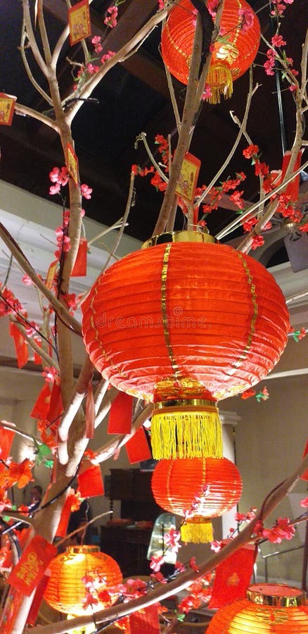 Chinese New Year Red Lights and Decorations Stock Image - Image of ...