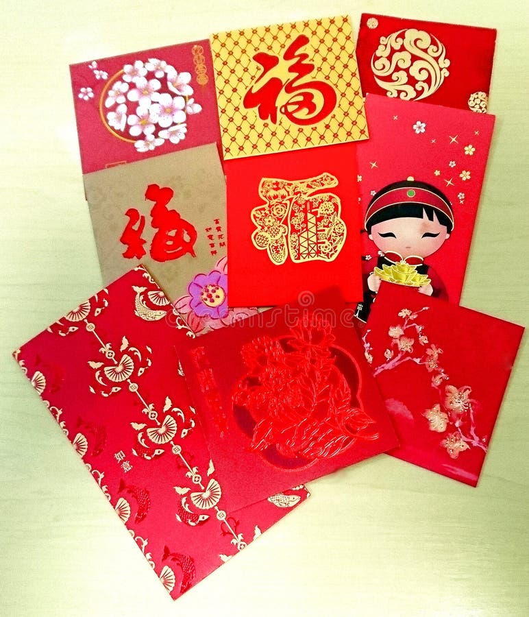 Chinese New Year Red Packets Stock Photo - Image of gold, background ...