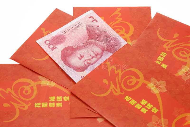 Chinese New Year Red Packets and Renminbi Stock Image - Image of ...