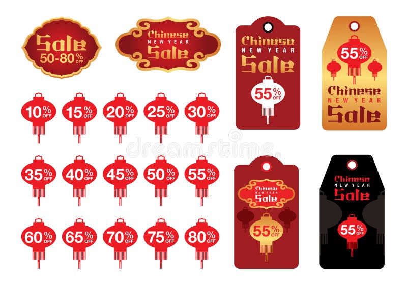 Chinese New Year Sale Tag and Label Stock Vector - Illustration of ...