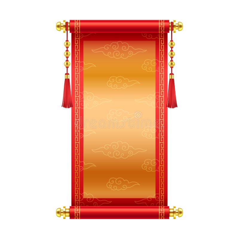 Chinese New Year Scroll with Gold and Clouds Illustration Stock ...