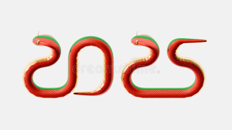 2025 Chinese New Year of Serpent Top View 3D Render Illustration Stock ...