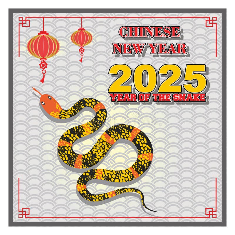 Chinese New Year 2025 Year of the Snake Celebration Design with Red ...