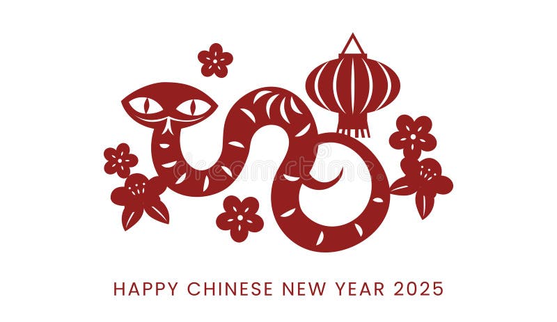 Chinese New Year of the Snake 2025 Paper Cutting Snake Silhouette Stock ...