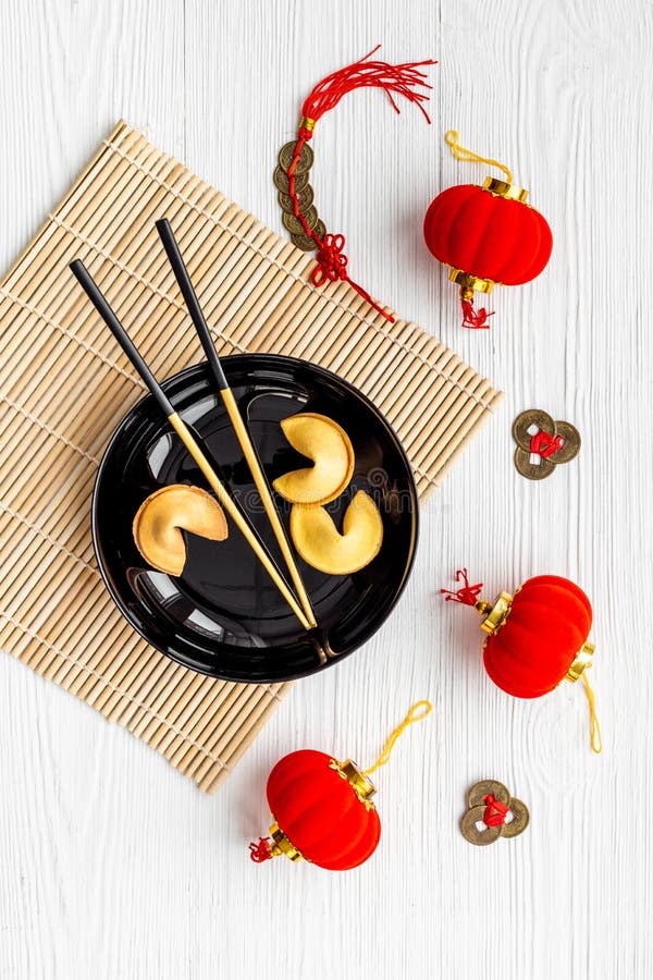 Chinese New Year Tabble Place Setting with Golden Chopsticks Stock ...