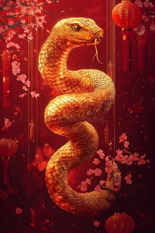 Chinese New Year Wallpaper Honoring the Year of the Snake 2025 Stock ...