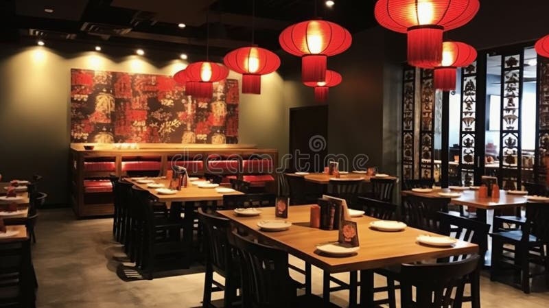Chinese Noodle Shop Traditional Interior Design Background Selective ...