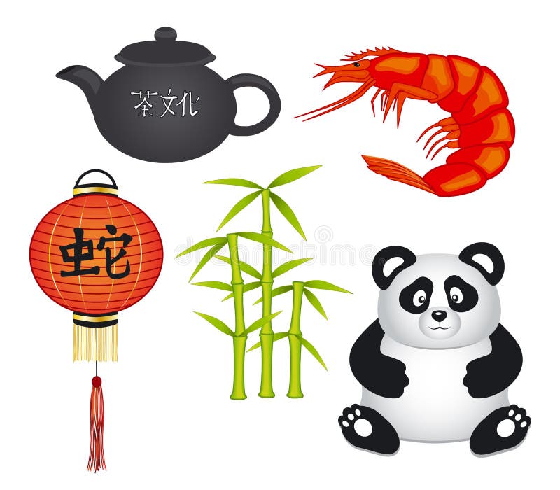 Chinese Objects Set stock illustration. Illustration of china - 71634760